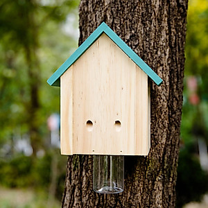 1 Pack Wood Carpenter Bee Trap for Outside - Best Bee Trap - Wood Boring Bee Trap- Nature Cabin Style Carpenter Bee Traps Outdoor Hanging - Insect Traps Removes Carpenter bee