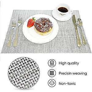 Placemats Placemats for Dining Table Gray Table Mats Set of 6 Easy to Clean Wipeable Washable Modern Outdoor Placemats for Dining Kitchen Table Indoor Valentine's Decorations