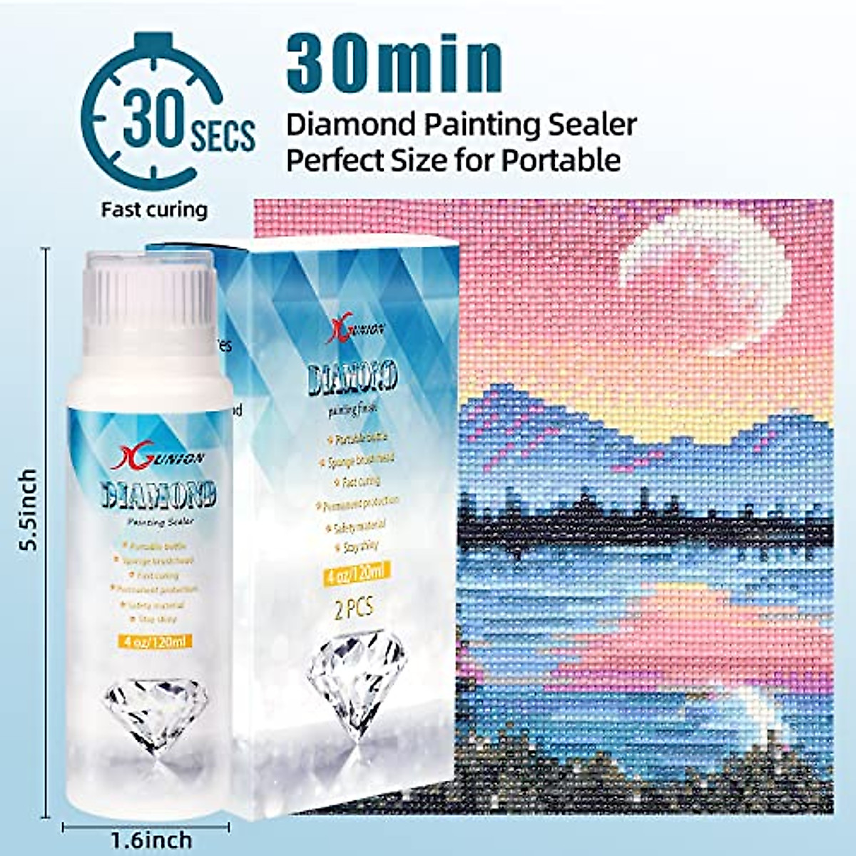 Diamond Painting Sealer 2 Pack 240ML 5D Diamond Painting Glue Sealer Permanent Hold & Shine Effect Diamond Painting Accessories Glue for Diamond Painting, Puzzles and DIY Craft (4 OZ Each Bottle)