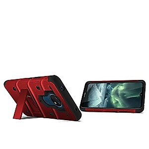 ZIZO Bolt Series for Nokia C5 Endi Case with Screen Protector Kickstand Holster Lanyard - Red & Black