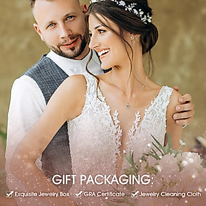 SecreTalk 1-5CT Moissanite Pendant Necklace for Women, Wedding Gift 18K White Gold Plated Silver Diamond Necklace for Wife Mother Her (3CT)