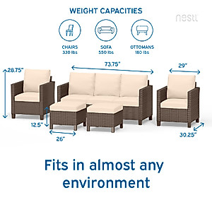 Nestl Patio Furniture Set - Outdoor Patio Furniture Sets, Patio Sectional Furniture Set, 5 Piece Patio Furniture Sets, Patio Conversation Sets, Brown Wicker Patio Furniture Sets with Beige Cushions