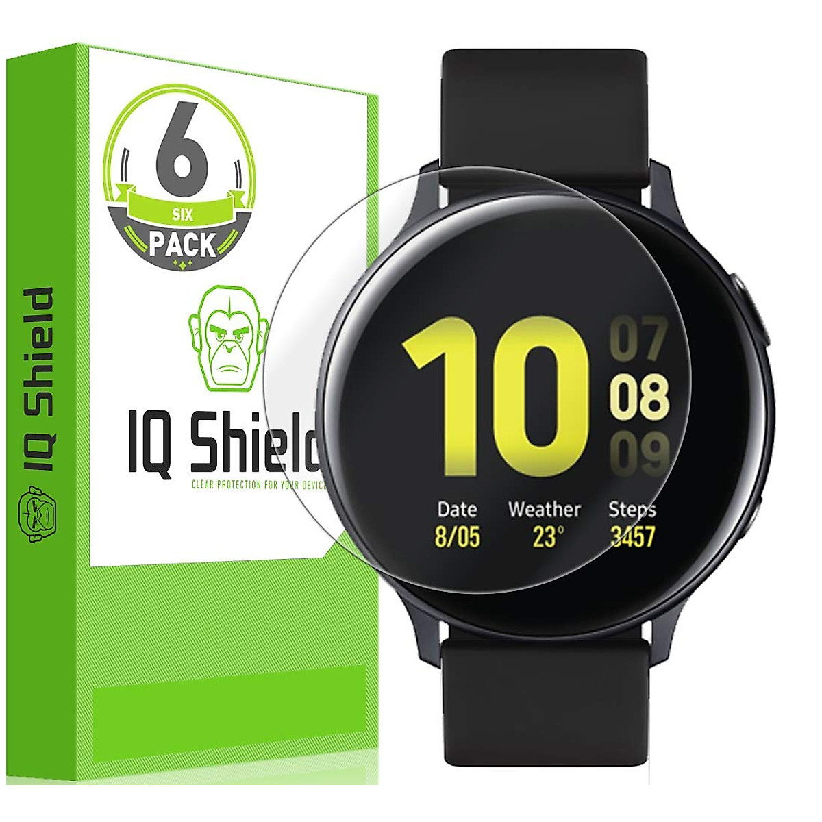 IQShield Screen Protector Compatible with Samsung Galaxy Watch Active2 (44mm, 2019)(6-Pack) LiquidSkin Anti-Bubble Clear TPU Film