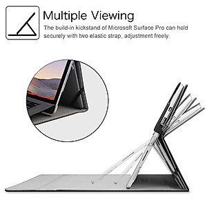 Fintie Case for Microsoft Surface Pro 7 Plus, Surface Pro 7/6/5/4/3 12.3 Inch Tablet - Multiple Angle Viewing Portfolio Business Cover, Compatible w/Type Cover Keyboard, Black