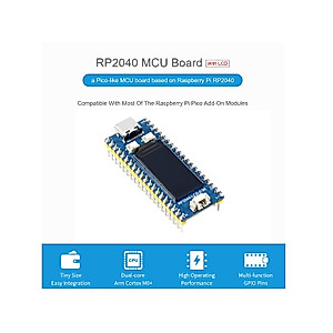 RP2040-LCD-0.96-M Mini Board High-Performance Pico-Like MCU Board with Pre-Soldered Header Based on Raspberry Pi Microcontroller RP2040,Onboard 0.96 inch LCD,USB-C Connector,Low-Cost