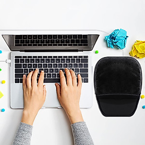 2 Pieces Heated Mouse Pad Hand Warmer USB Heated Mousepad Plush Heated Mouse Pad Removable Hand Warming Mouse Pad for Men and Women Office Home Computer Laptop (Black)