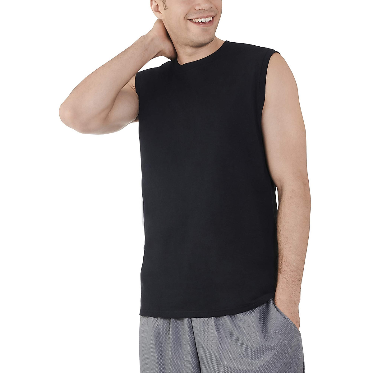 Fruit of the Loom Men Sleeveless Tee (X-Large, Charcoal Heather)