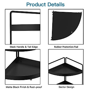HANGXIN Bathroom Countertop Organizer, Vanity Tray Corner Shelf Storage Organizer for Makeup Cosmetic Perfume, Kitchen Spice Rack Metal Standing Shelf (3-Tire)