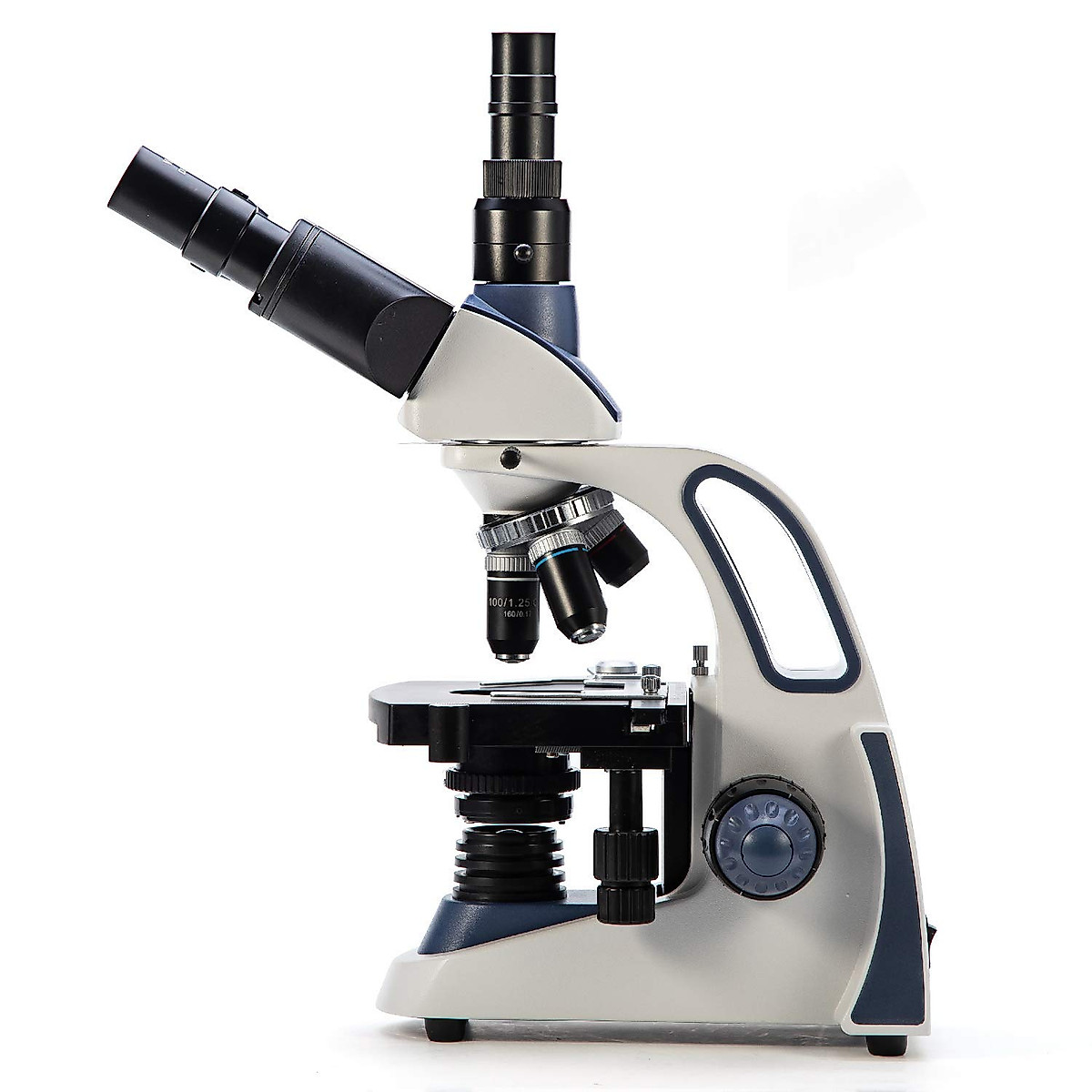 Swift Compound Trinocular Microscope SW380T,40X-2500X Magnification,Siedentopf Head,Two-Layer Mechanical Stage,with 1.3mp Camera and Software Windows/Mac Compatible