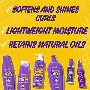 Aussie Miracle Curls Set: Shampoo, Conditioner, Deep Hydration, Spray Gel, Detangling Milk, and Oil Hair Treatment, Curl Oil, Coconut & Jojoba, Frizz Control, 6 Pieces