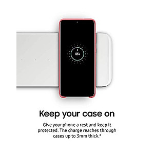 Samsung Electronics Wireless Charger Trio, Qi Compatible - Charge up to 3 Devices at Once - for Galaxy Phones, Buds, Watches, and Apple iPhone Devices, White (US Version)