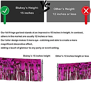 Blukey 10 Feet by 15 Inch Iridescent White Foil Fringe Garland - Pack of 2 | Metallic Tinsel Banner | Ideal for Parade Floats, Bridal Shower, Wedding, Birthday, Christmas | Wall Hanging Drapes