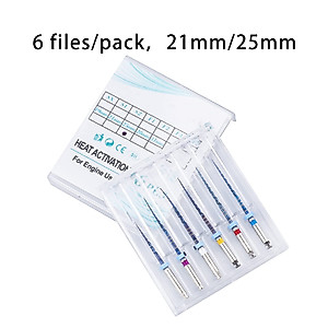 6Pcs S1-F3 Endodontics Files Heat Acticated NiTi Engine Use Super Rotary File 21mm/25mm Endo File (25mm)