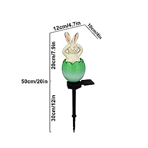 FIALAME Rabbit Garden Ornaments Outdoor Solar Pathway Lights, Bunny Resin Figurine Lamp for Courtyard Lawn, Garden Decoration Gifts (Blue)