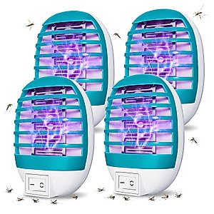 4 Pack Plug in Bug Zapper Indoor Flying Insect Trap, Electronic Mosquito Zapper Gnat Traps with LED Light for Patio, Bedroom, Kitchen, Office