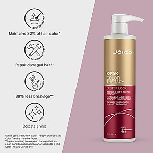 Joico K-PAK Color Therapy Luster Lock Instant Shine & Repair Treatment | For Color-Treated Hair | Boost Color Vibrancy | Repair Breakage | With Keratin & Argan Oil | 16.9 Fl Oz