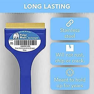 Polar Melt Ice and Snow Scraper with Brass Blade for Vehicle Windshields and Windows, 3 Pack