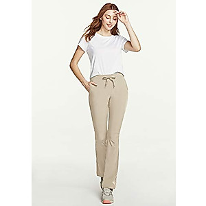 CQR Women's Hiking Pants, Lightweight UPF 50+ Sun Protective Outdoor Pants, Quick Dry Stretch Camping Work Pants, Boot Cut Beige, 6