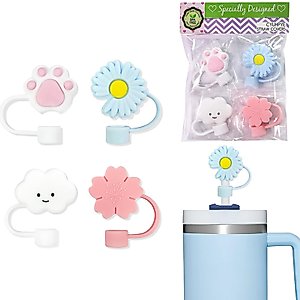 CYUHPYE Straw Cover for Stanley 40 oz, 4PCS Silicone Straw Toppers Straw Covers Cap for Stanley Cup 30 oz Adventure Quencher Tumbler