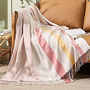Bedsure Pink Throw Blankets for Couch - Decorative Dusty Rose Woven Throws Blanket with Tassels - Soft and Lightweight Farmhouse Throw Blankets for Sofa and Bed (50x60 Inches)