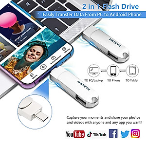 Thkailar 64GB USB C Flash Drive and USB 3.0,2 in 1 USB A to USB C Thumb Drive,Jump Drive/Memory Stick Dual Ports with Key Chain for Computer,Android Phone,MacBook Pro,Tablet,Laptop
