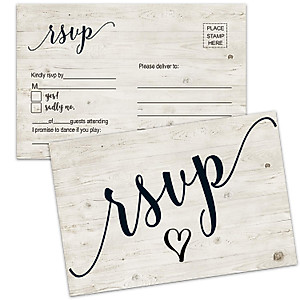 Antgiftshop 50 RSVP Postcards, RSVP Cards, Rustic Blank Response Cards for Wedding, Birthday, Bridal Shower, Baby Shower Party, 4x6 Inches