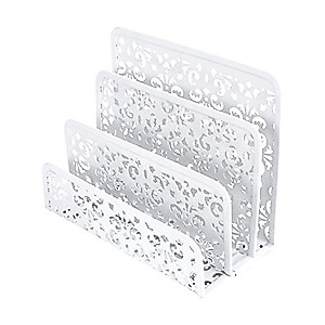 EasyPAG 5 in 1 Desk Organizer Set - 2 Tier Stackable Desk Tray,Letter Sorter, Pen Holder,Business Card Holder and Stick Note Holder,White