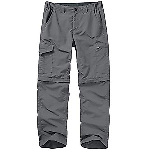 Hiking Pants for Men boy Scout Convertible Cargo Zip Off Lightweight Quick Dry Breathable Fishing Safari Shorts,6226,Grey,29
