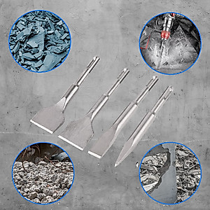 Vearter SDS Plus Shank Electric Hammer Masonry Point Groove Flat Chisel Drill Bit for Tile Cement Concrete Brick Stone…