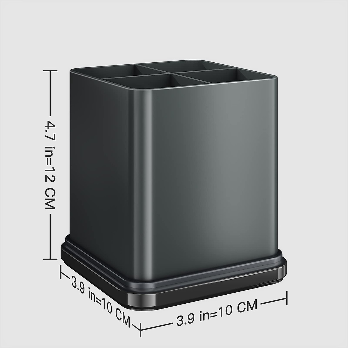 Utensil Holder, Paroson Aluminum Kitchen Utensil Holder with 4 Compartments,Silverware Holder Perfect for Kitchen Spatula Spoon,Cutlery,Utensil Organize（Dark Grey）