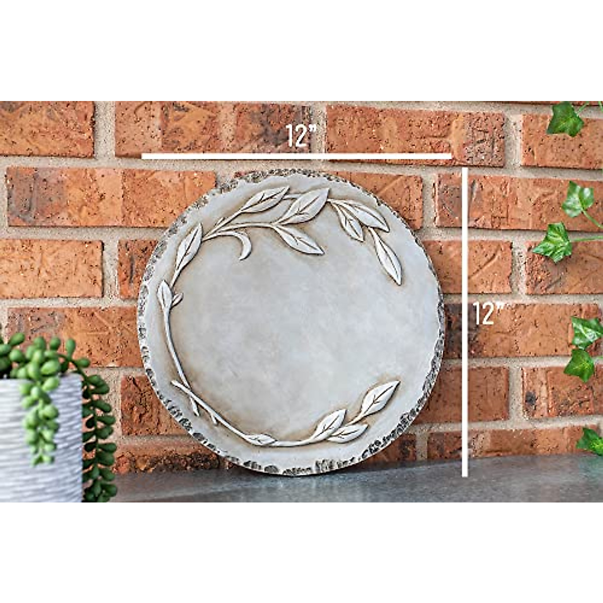 NAT & Jules Leaves Stone Grey 12 inch Resin Stone Decorative Stepping Stone