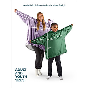 Bare Home Sherpa Fleece Wearable Blanket - Oversized Wearable Blanket Hoodie - Kids Size - Warm & Cozy - Soft Blanket - Comfortable Blanket Sweatshirt with Dual-Sided Pockets (Kids, Light Grey)