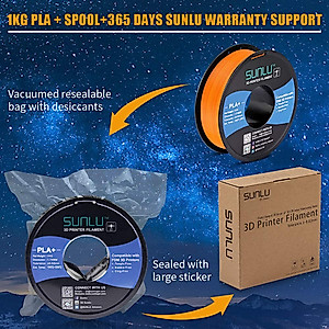 PLA+ 3D Printer Filament 1.75mm, SUNLU PLA Filament PRO, Dimensional Accuracy +/- 0.02 mm, 1 kg Spool, 1.75 PLA Plus, Grey+Orange