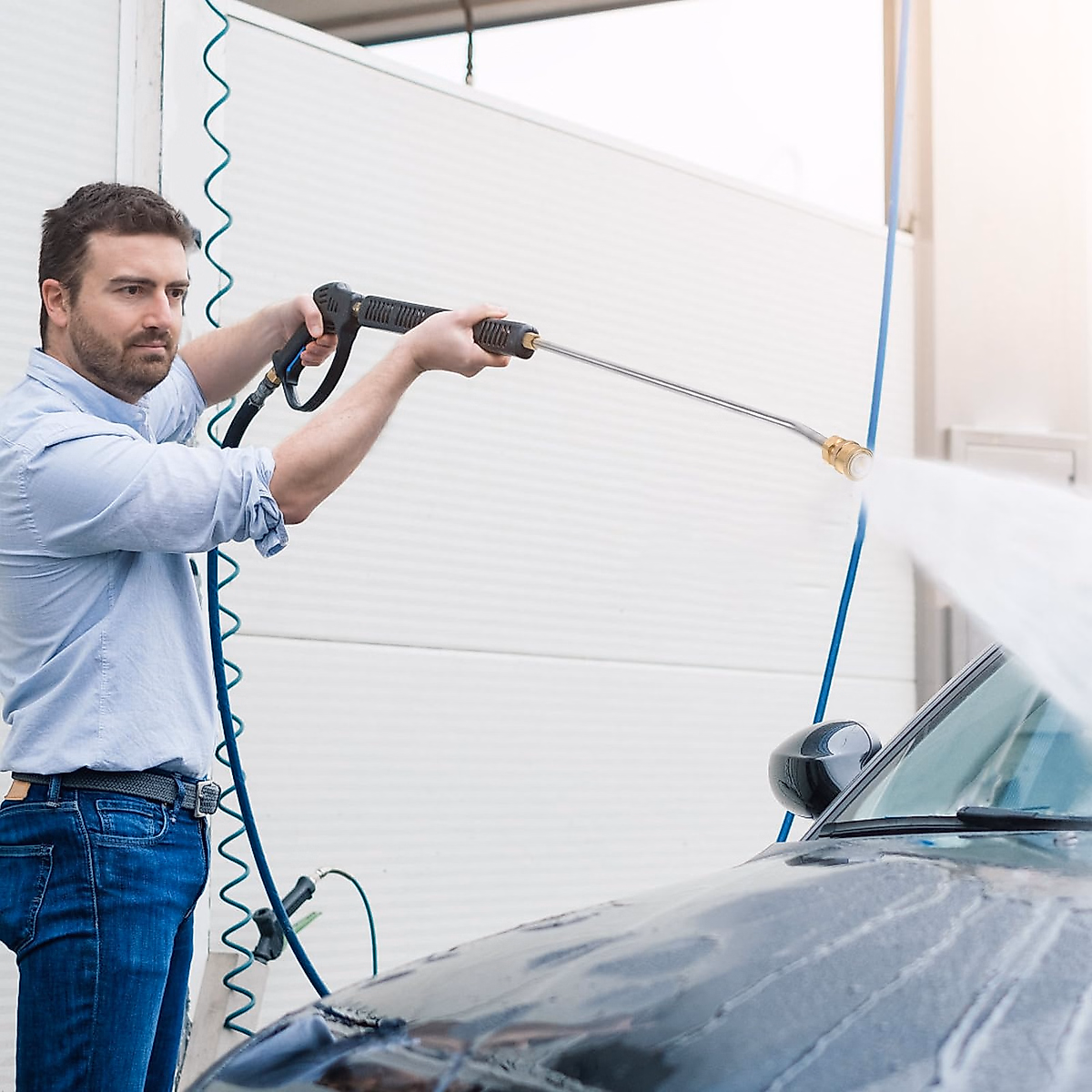 Yardenfun Curved High Pressure Washer Extension Lance Bar with Quick Car and Home Cleaning for Agricultural Irrigation and Gutter Cleaning