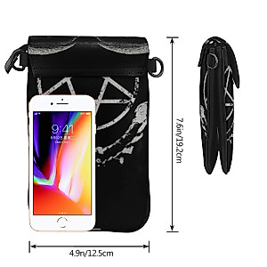 YongColer Fashion Small Cellphone Crossbody Shoulder Bag Gothic Occult Satan Penta Symbol Skull Cell Phone Purse Wallet Lightweight Roomy Pockets Smartphone Bag For Women Girls Teens