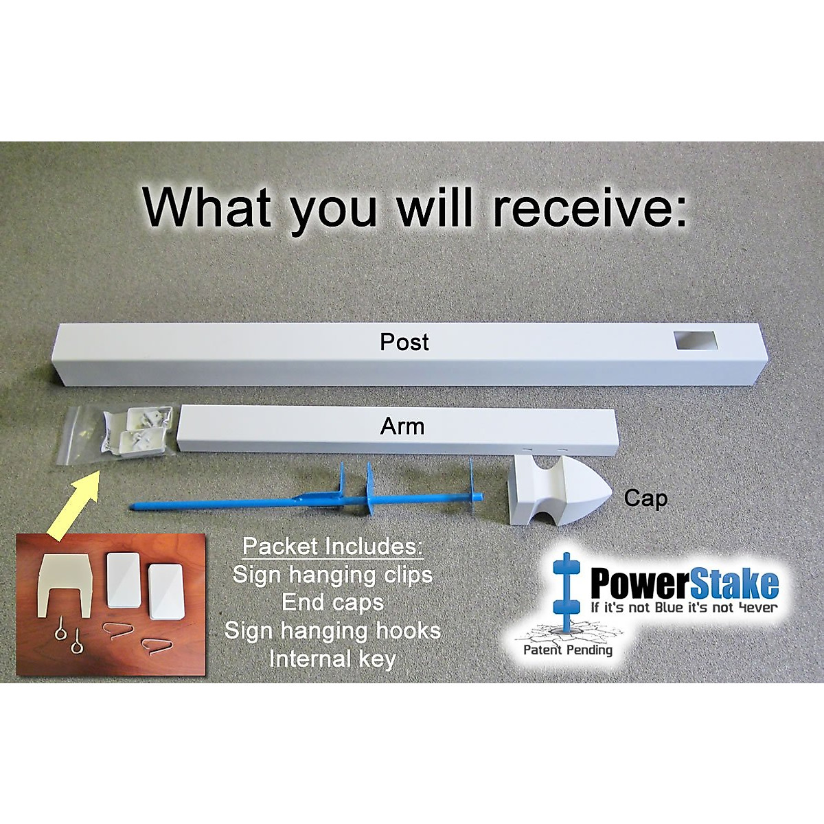 4Ever Products Vinyl PVC Real Estate Sign Post - White with Flat Cap - 5' Post