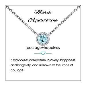 Presentski March Birthstone Necklace for Mom Aquamarine Necklace Mother's Day Gifts for Women Grandmother Necklace