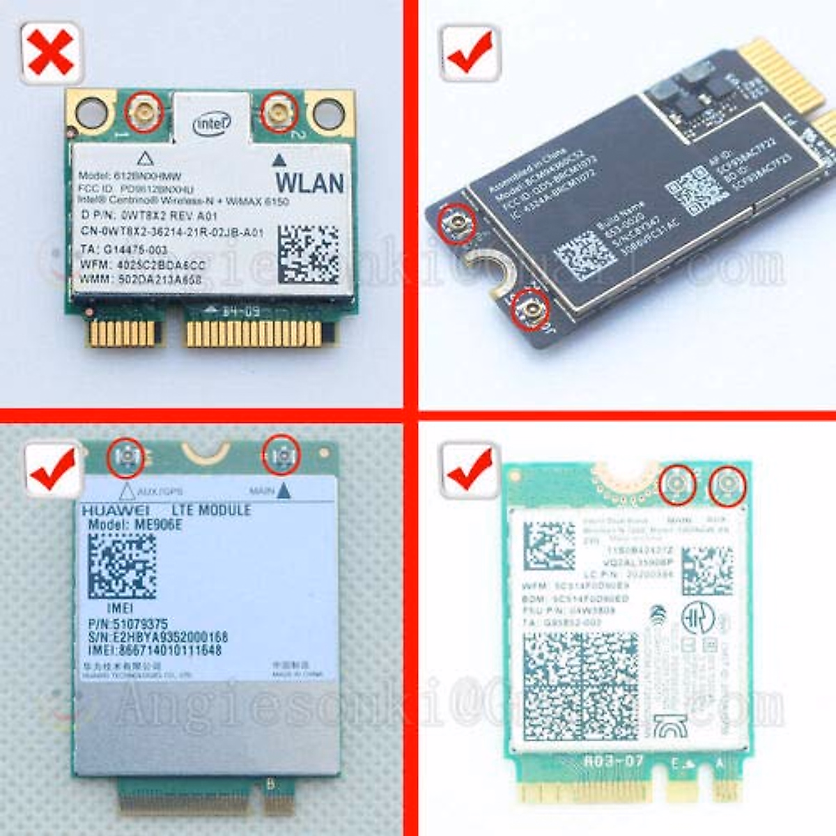 MHF4 IPEX 2.4Ghz 5Ghz 5.8G WLAN Network Adapter PC WiFi Antenna for Intel 7260 8260 8265 9265 9260 9560 AX200 AX Killer M.2 IPEX4 Wi-Fi Wireless WLAN Card Banana Pi 4 M2 Zero Hachintosh