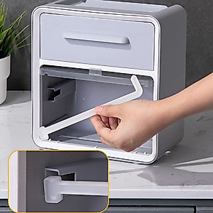 Toilet Paper Holder, Self Adhesive Toilet Paper Roll Holder Multifunction Wall Mounted Plastic Waterproof Toilet Tissue Holder for Bathroom(Grey)