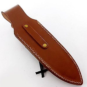 Handmade Damascus Tri edge Dagger fixed blade knife hunting knife with Leather sheath BWT-6001, Black and Grey