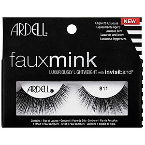 Ardell Faux Mink 811 Black False Lashes, Lightweight with Invisiband, 4 pairs