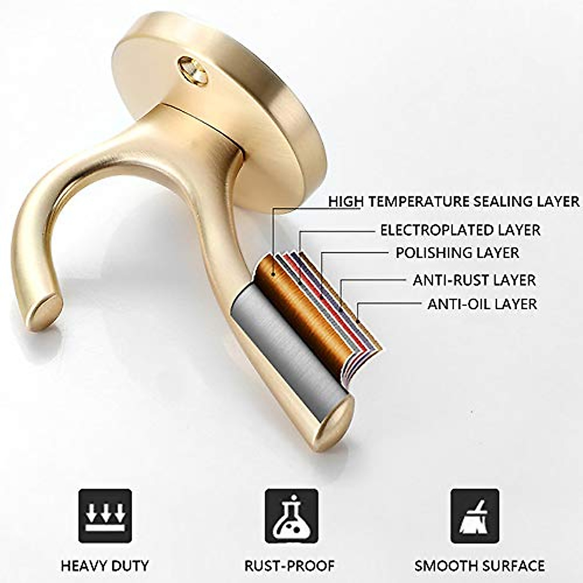 ZUONAI Rose Gold Hooks 4 Pack Brushed Gold Wall Hooks Heavy Duty Metal Coat Hooks for Hanging Coats and Hat Hooks Wall Mounted Towel Hooks for Bathrooms Clothing Hooks for Bedroom Double Hooks