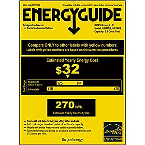 Honeywell 3.1 Cu Ft Mini Fridge with Freezer, Double Door, Low noise, Compact Refrigerator for, Office, Dorm Adjustable Temperature, Stainless Steel