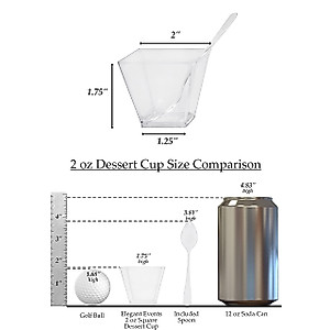 ImpiriLux 2 oz x 100 ct Dessert Cups with Spoons | Square Mini Plastic Dessert Cups + 100 Spoons | Chic Presentation of Desserts, Appetizers, Catering and Much More