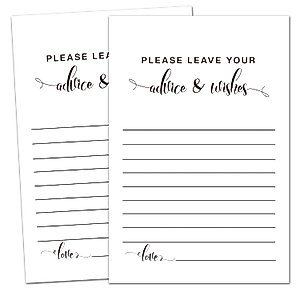 AMAHEJMO 50 Advice and Wishes cards -Wedding Advice Cards, cards for the Bride, Retirement or Graduation Party, Baby or Bridal Shower Games, Birthday Party, Engagement,4x6