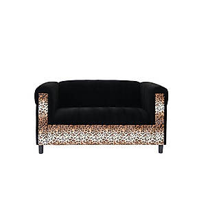 Coast to Coast Sofas Broadway Velvet Black Loveseat Sofa for Living Room with Leopard Print, Modern Décor Love Seat Mini Small Couches for Small Spaces and Bedroom with Solid Wood Frame