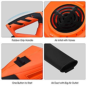 Goplus Cordless Leaf Blower, Rechargeable Leaf Sweeper w/Lithium Battery and Charger, Handheld 130MPH Output (Orange)