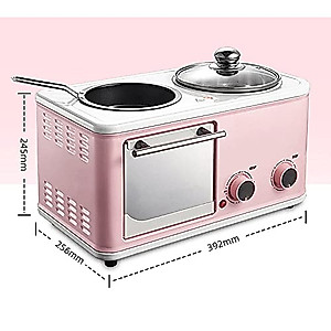 CZDYUF 3 in 1 Electric Home Breakfast Machine Mini Bread Toaster Oven Omelette Frying Pan Hot Pot Food Steam Boiler
