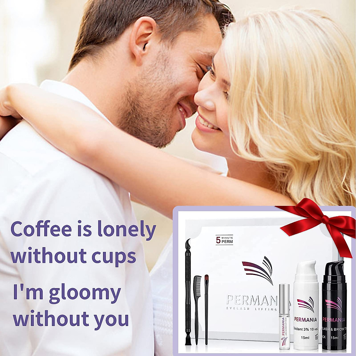 PERMANIA Lash Lift Kit with Black Color, Eyelash & Brow Lamination 4 IN 1 Black Color Make Lash Perm Voluminous and Curl for Salon & Home（Black）