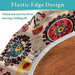 Atury Boho Sunflower Oval Fitted Tablecloths, Fantasy Flower Elastic Edged Table Cover, Waterproof Table Cloth Wrinkle Resistant Decor Indoor Family Banquet Use Fits Oblong 48'' x 72'' Table